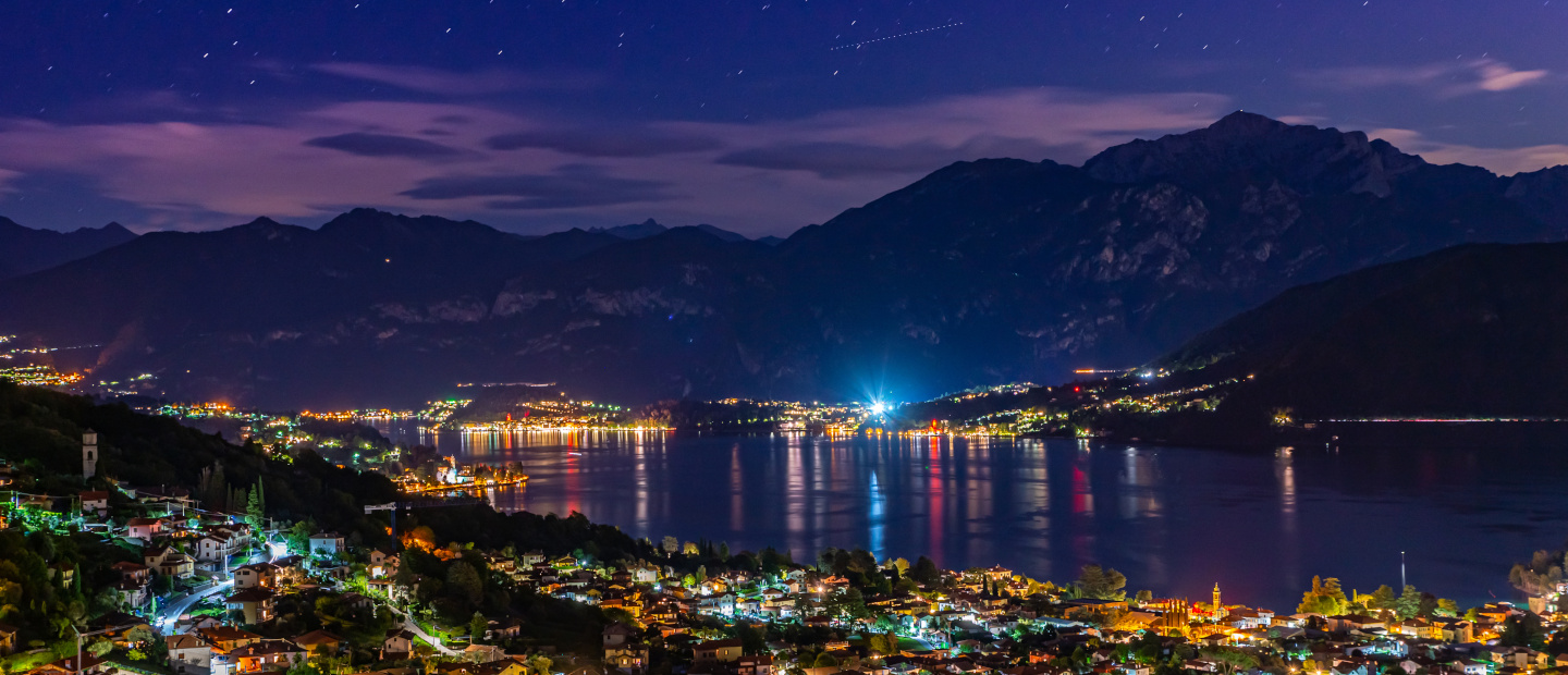 Christmas village seen from the lake